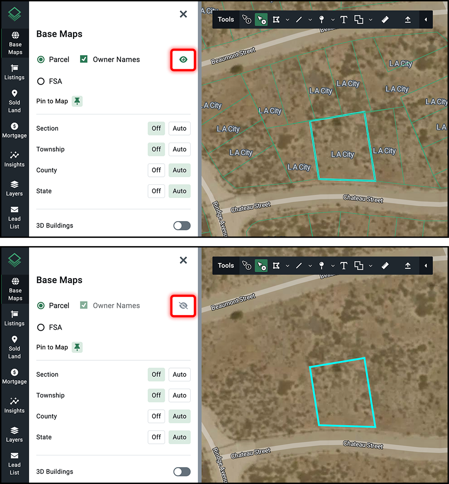 Hide/Show Parcel Lines