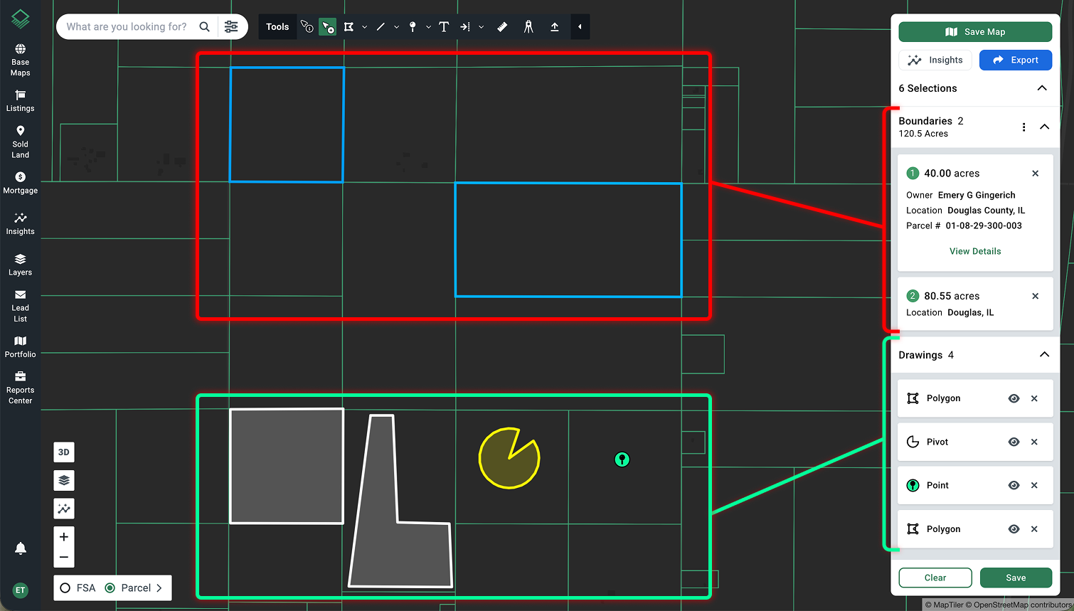 Make a Selection in Acres